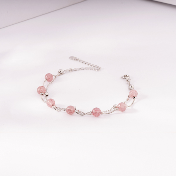 氣質雙層天然草莓粉晶手鍊[BRC023] - OSMAR Accessories 絢彩家飾品